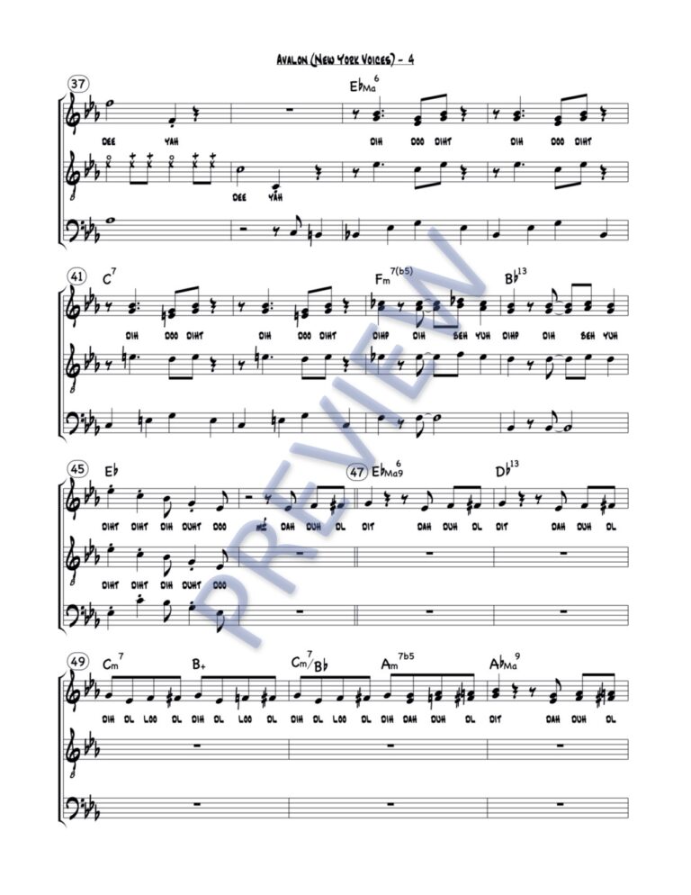 Avalon, SATB with Rhythm Section OR Big Band | New York Voices